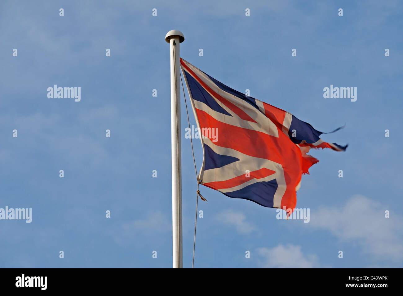Ripped Union Jack flag, Shingle Street, Suffolk, UK Stock Photo - Alamy