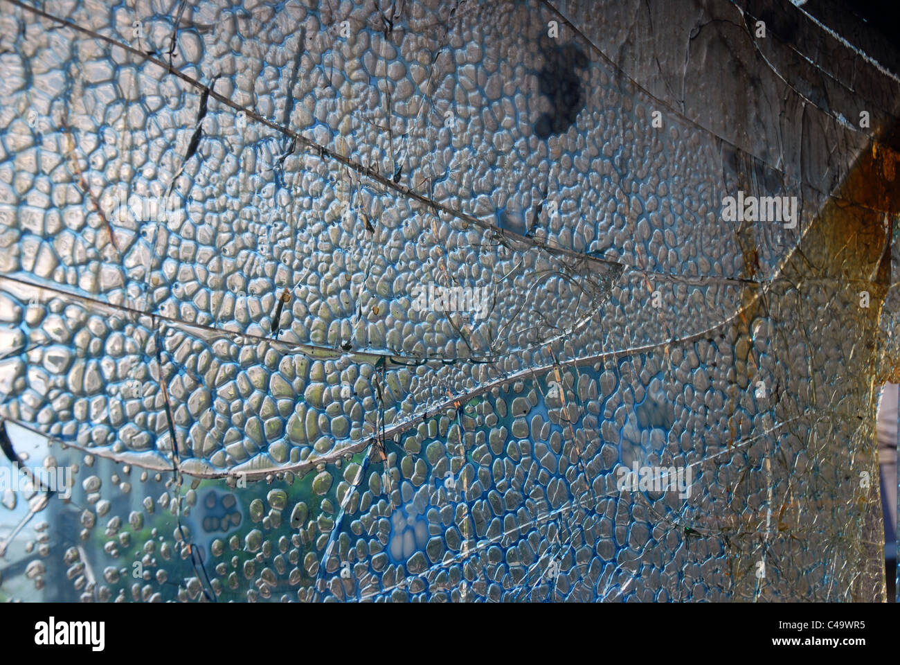 Burnt bus window, Bangkok, Thailand Stock Photo - Alamy