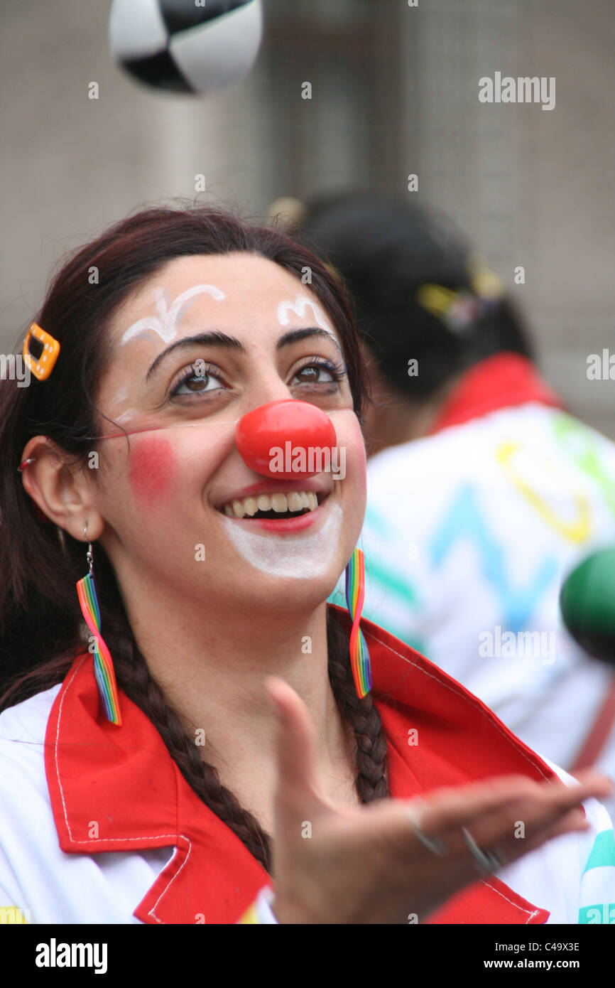 clown therapy members celebrating red nose day in rome italy Stock ...