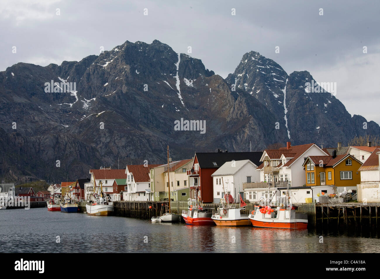 Photograph of a Norwegian fishing village in Lofoten Stock Photo - Alamy