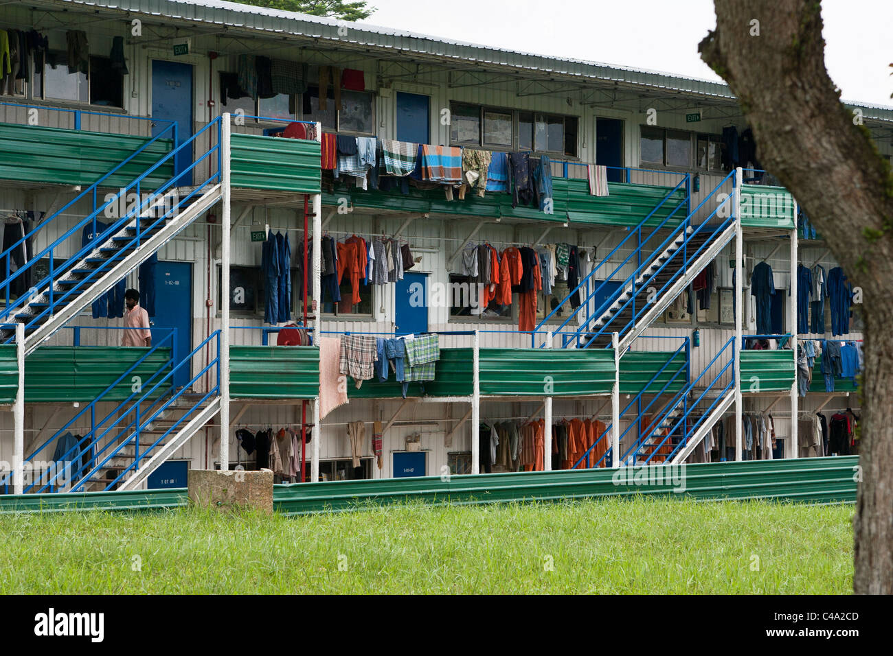 A view of a dormitory for foreign migrant workers in a rural area of ...