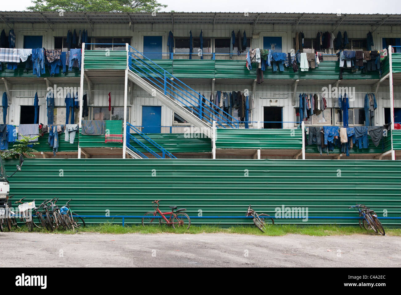 A view of a dormitory for foreign migrant workers in a rural area of ...