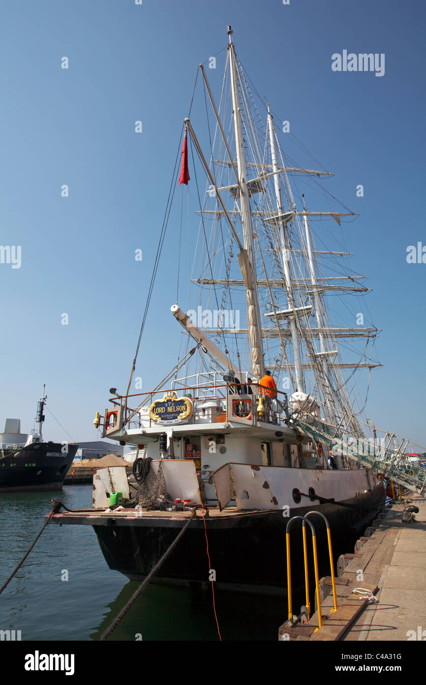 Lord Nelson tall ship berthed at Poole Quay Stock Photo - Alamy