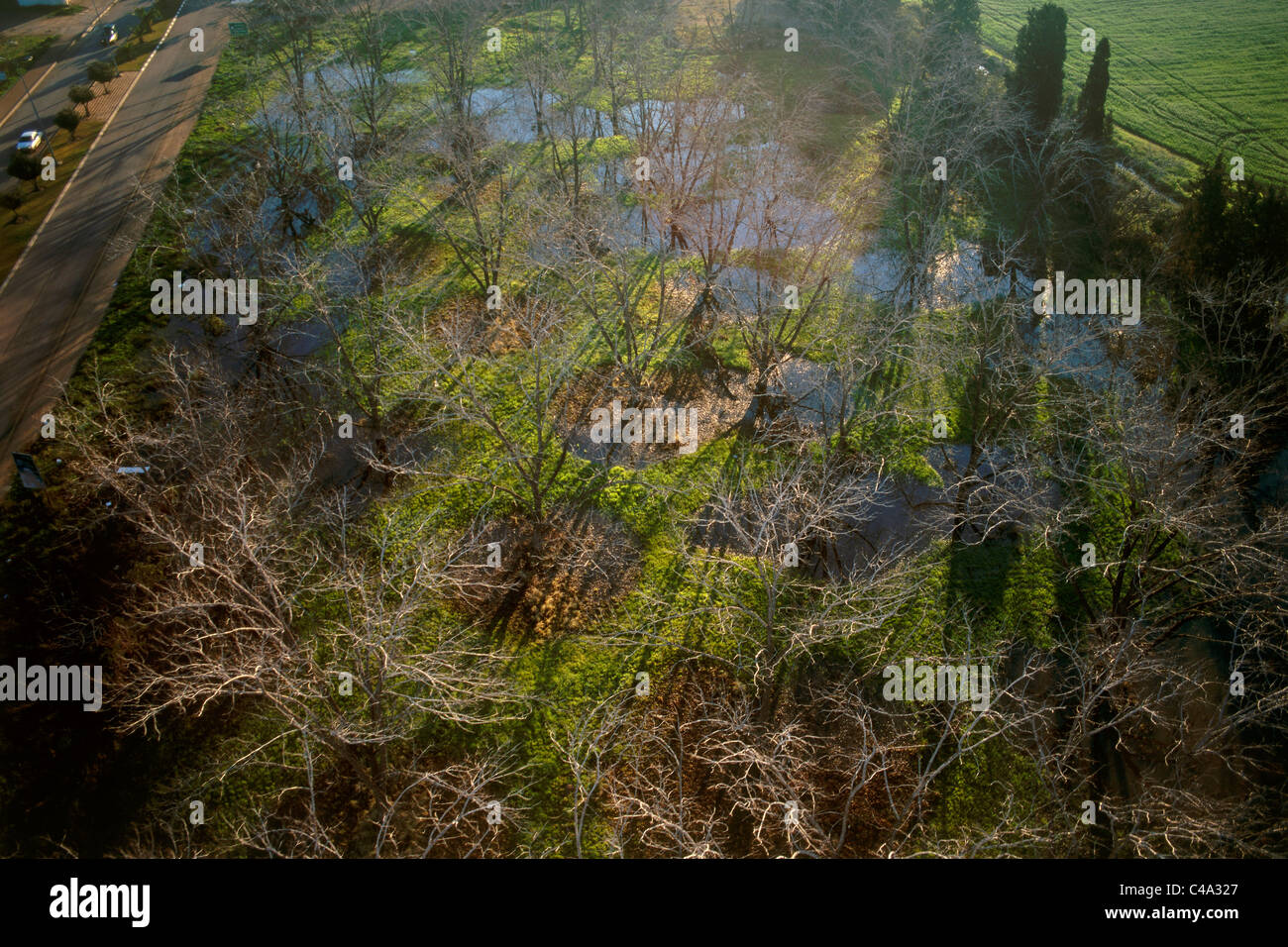 Aerial photograph of a flooded field Stock Photo - Alamy