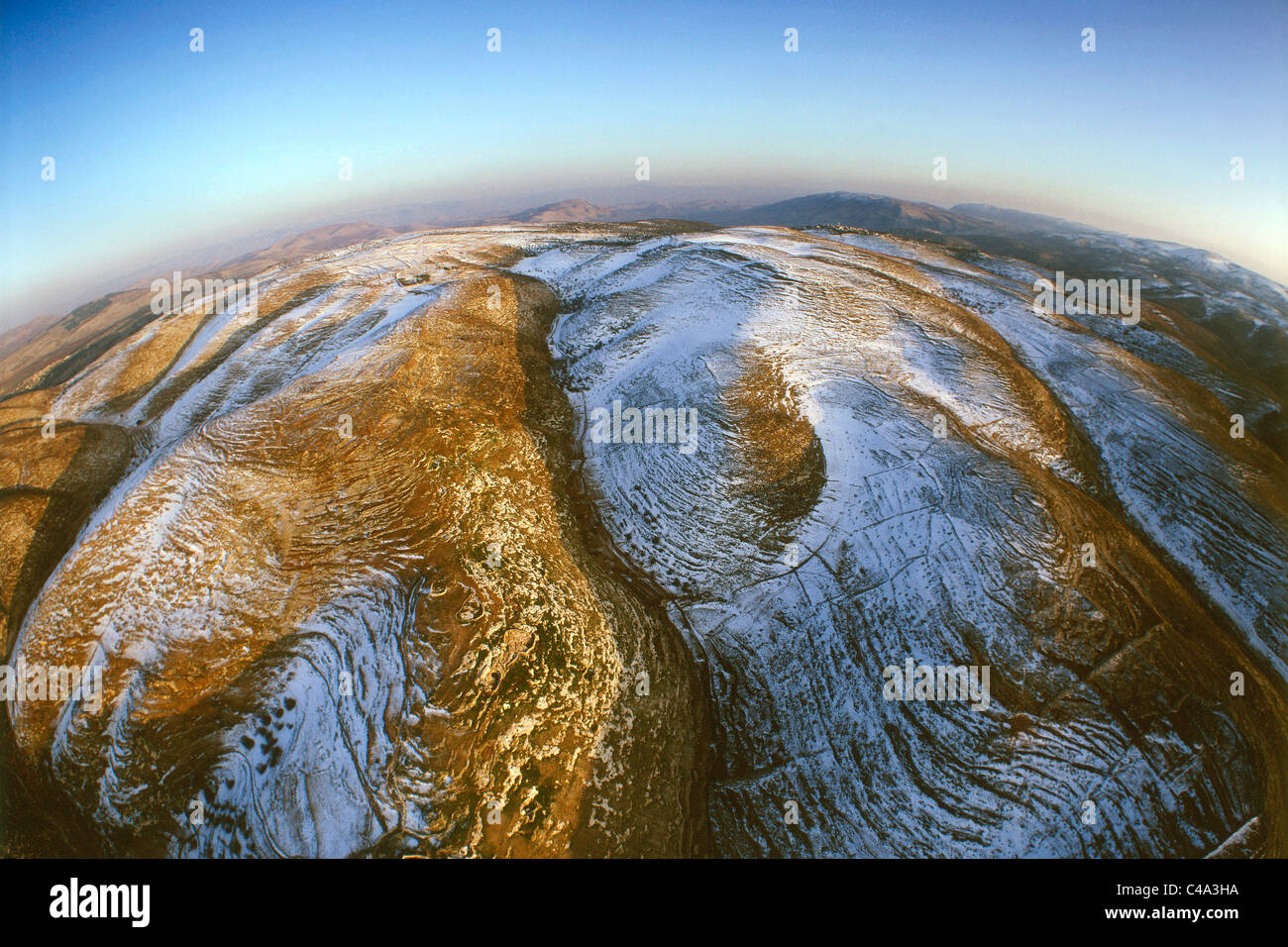 Aerial photograph of the snowy mountains of Judea Stock Photo - Alamy