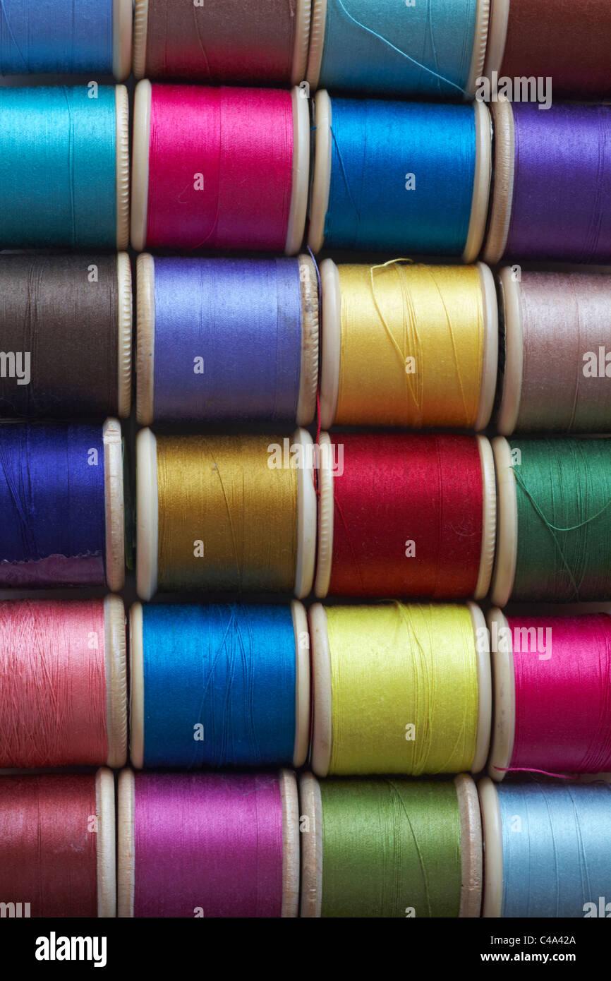 Colourful reels of cotton Stock Photo - Alamy