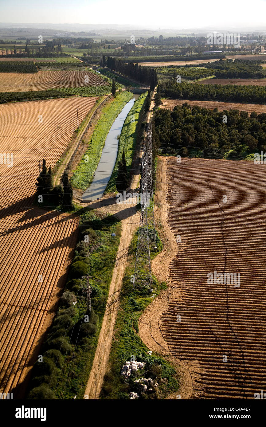 Aerial photograph of an open canal in the northern Sharon Stock Photo ...