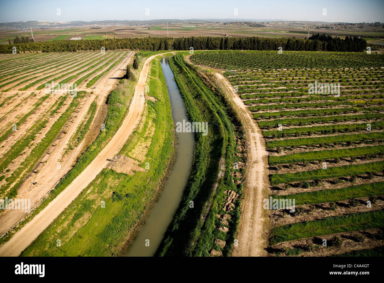 Aerial photograph of an open canal in the northern Sharon Stock Photo ...