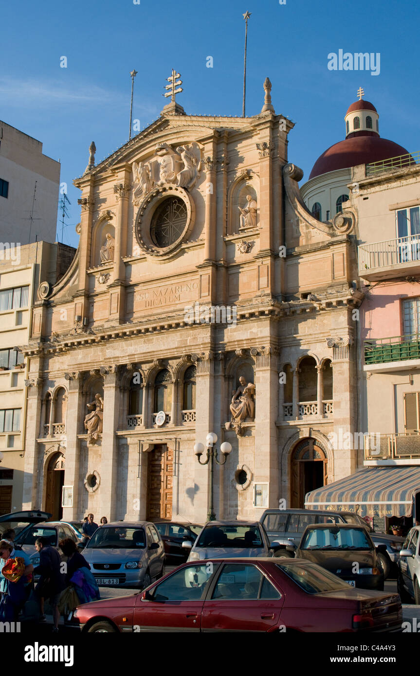 The Parish Church of Jesus of Nazareth in Sliema, Malta faces on to ...