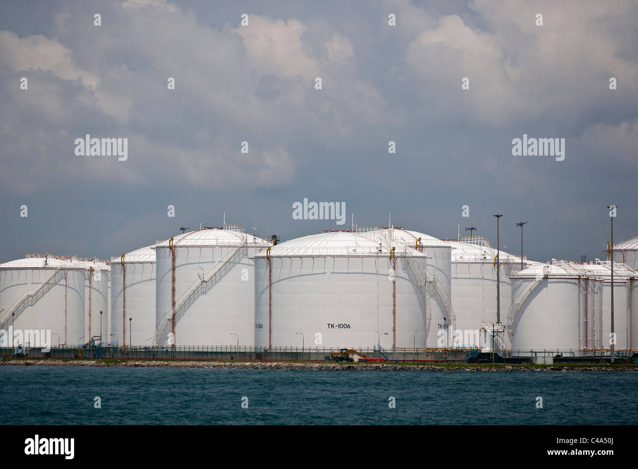 A view of an oil tank farm off the coast of Singapore Stock Photo - Alamy