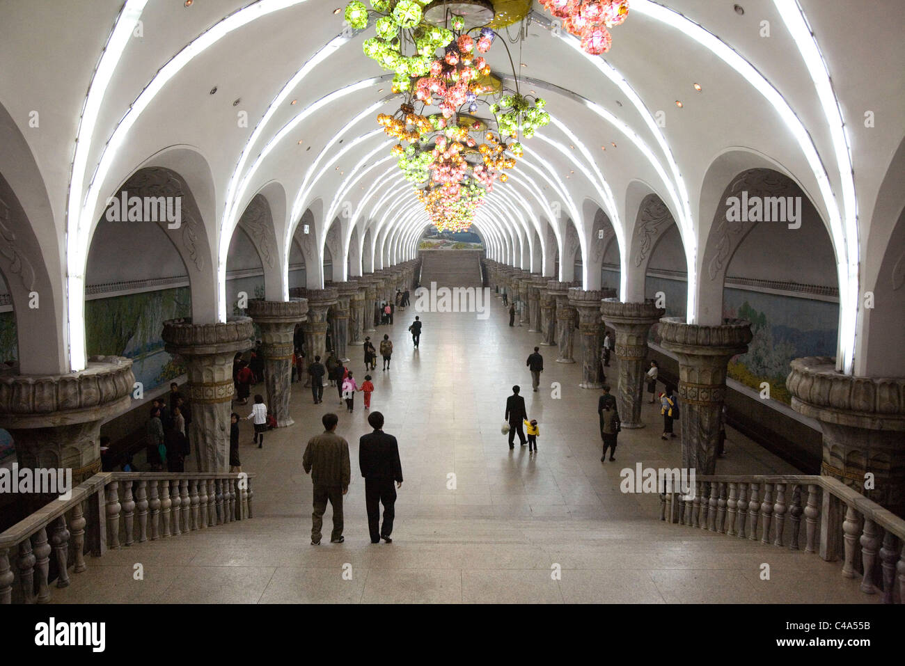 Subway station in Pyongyang, North Korea (DPRK). Yonggwang ("Glory and ...