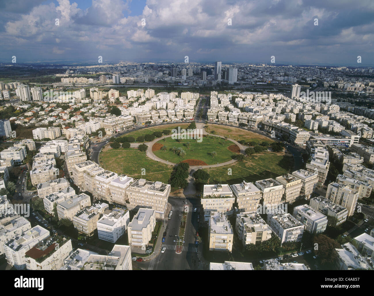 Aerial photograph of Kikar Hamedina at Tel Aviv Stock Photo - Alamy