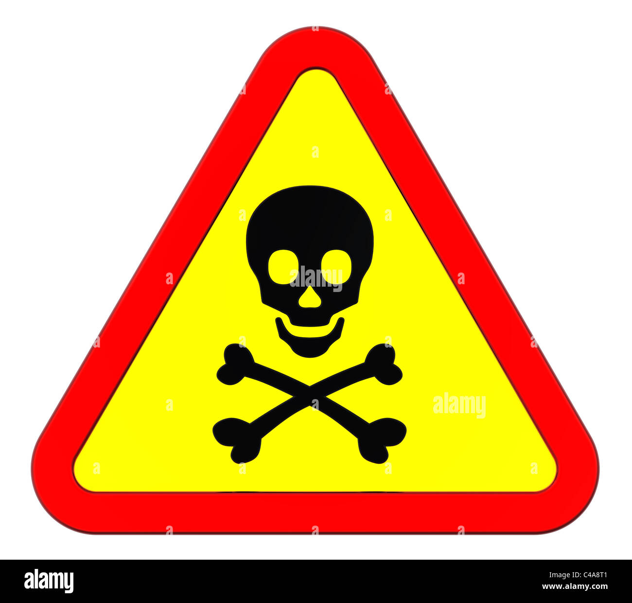 Warning sign with skull symbol isolated on white Stock Photo - Alamy