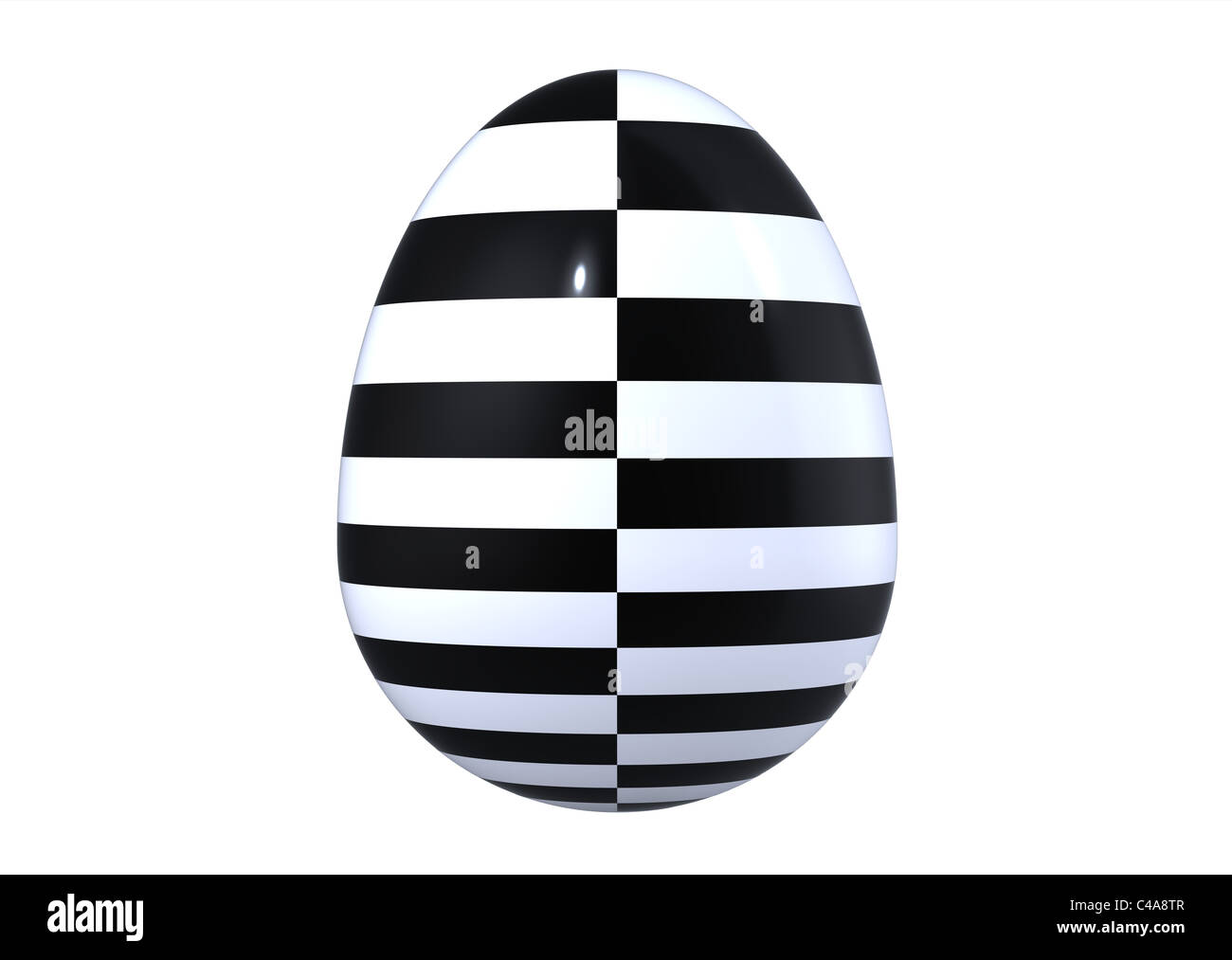Black white easter egg isolated on white render Stock Photo - Alamy