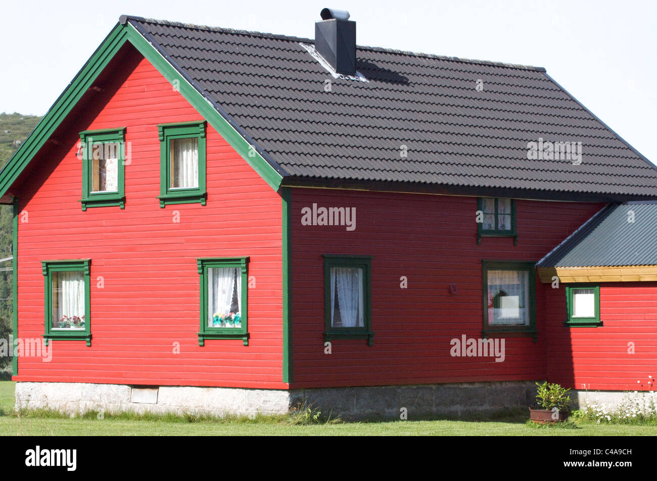 red house in Norway Stock Photo - Alamy