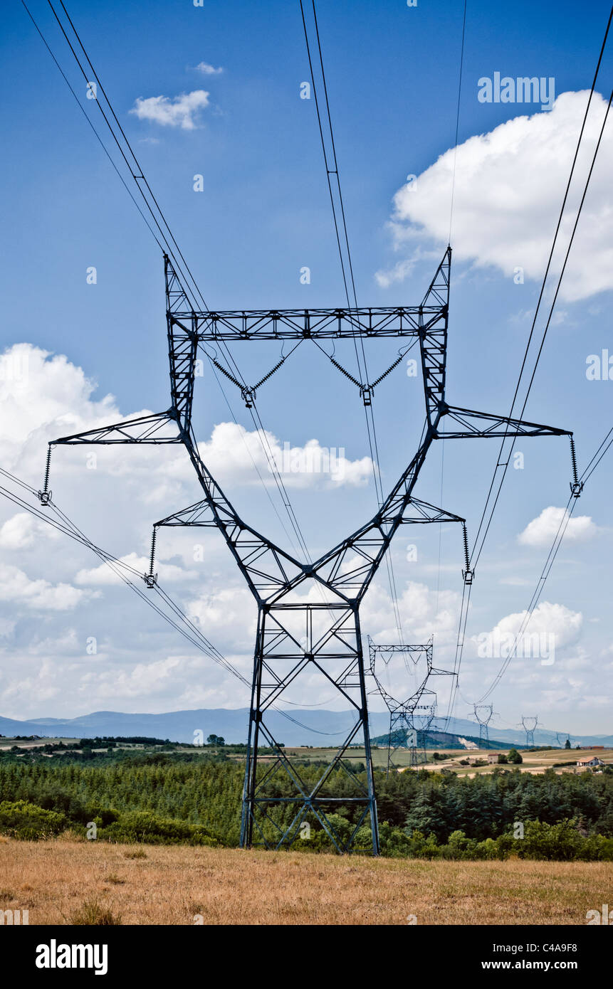 Electricity pylons, France Stock Photo - Alamy