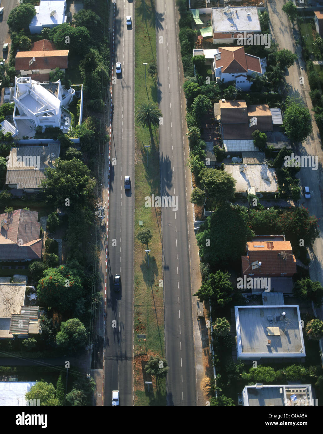 Aerial photograph of of Tel Baruch neighborhood in northern Tel Aviv ...