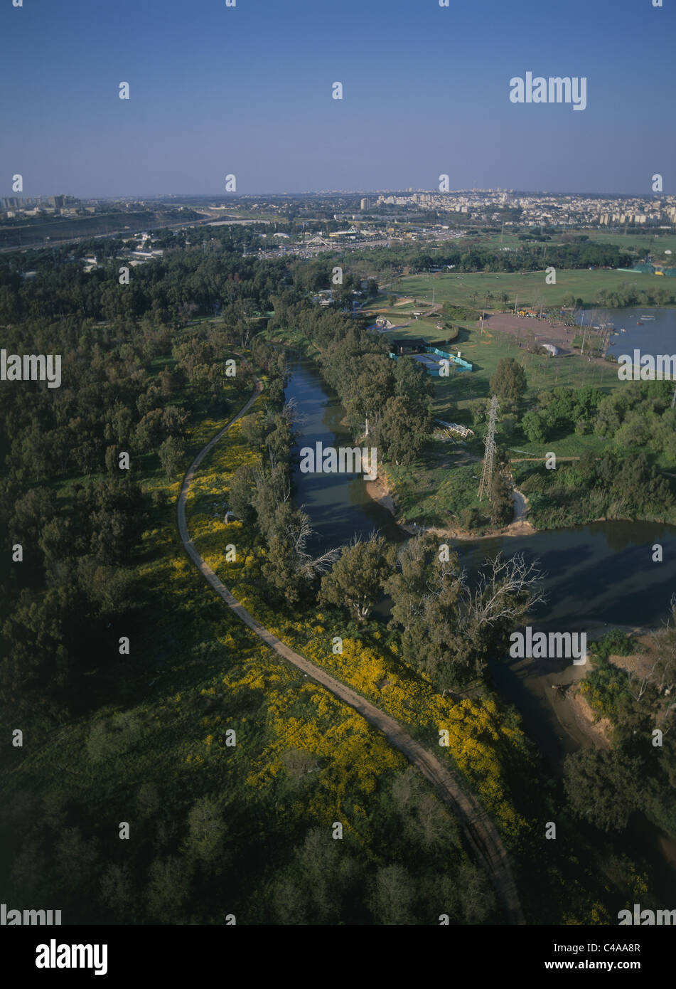 Aerial photograph of the Yarkon Park in northern Tel Aviv Stock Photo ...