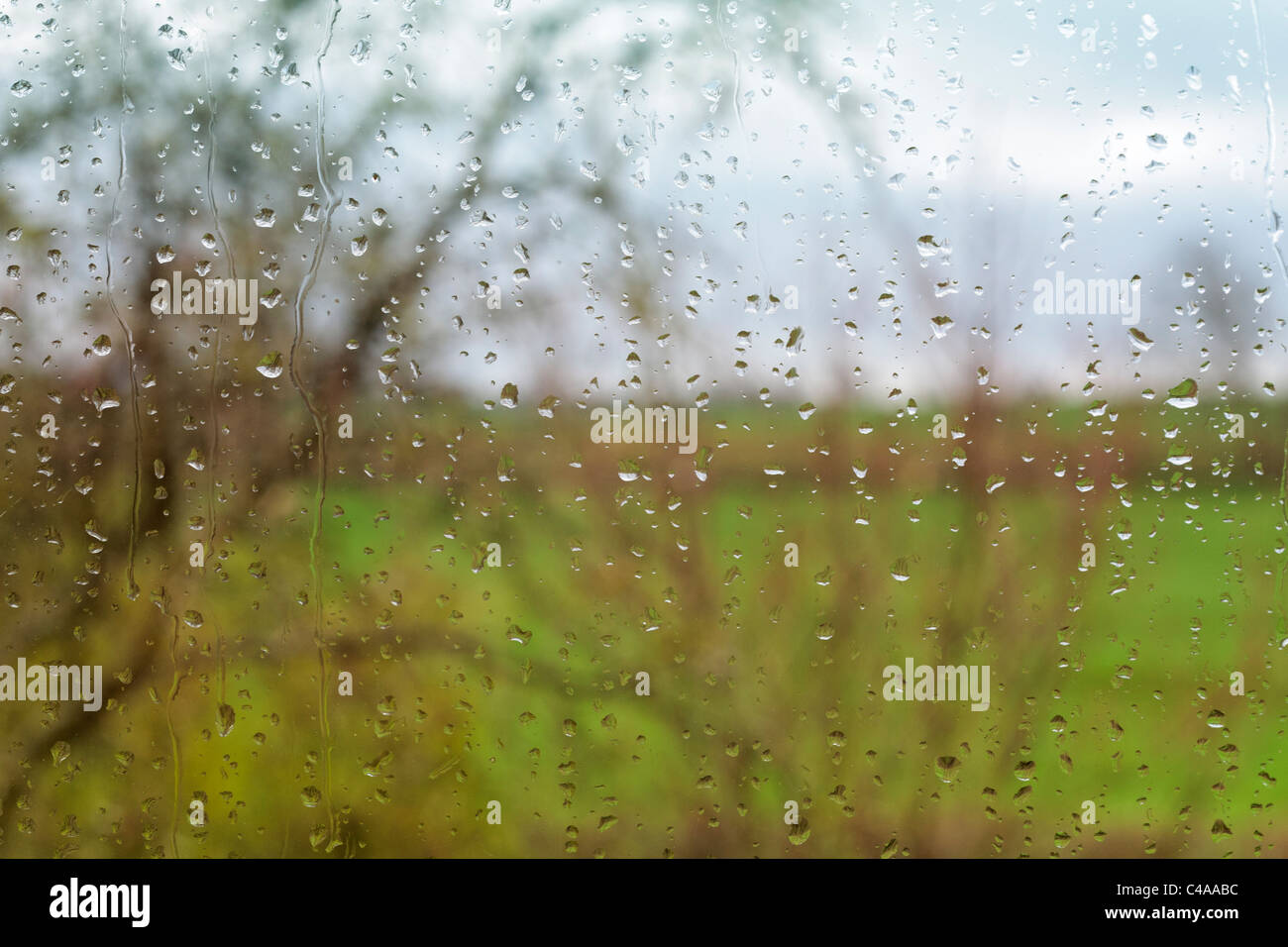 Rain on a window pane Stock Photo - Alamy