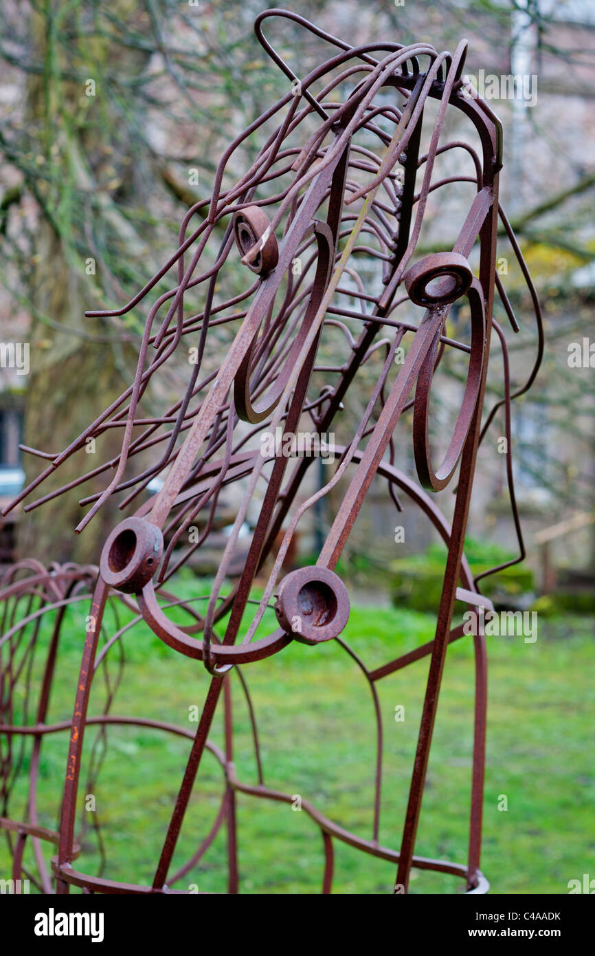 Wrought iron rusty horse sculpture at Dalemain house by Andri Thwaites ...