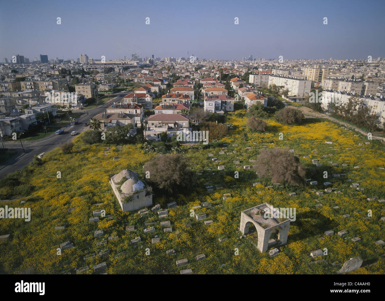 Aerial photograph of an old cemetery in the Shabazi neighborhood in ...