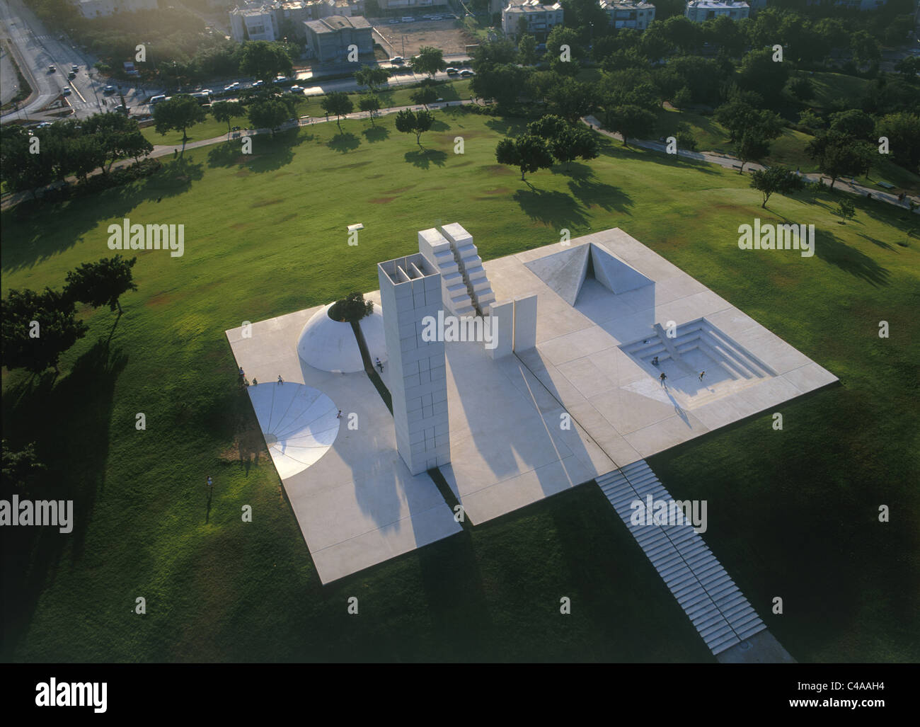 Aerial photograph of the statue of the White Sqare in the Edith Wolfson ...
