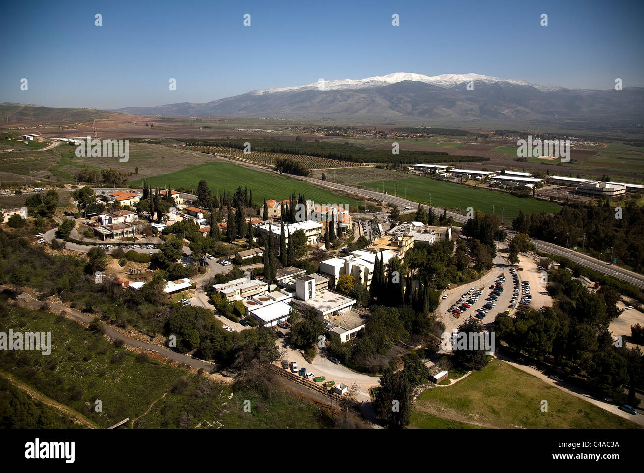 Aerial photograph of the village of Tel Hai in the Upper Galilee Stock ...