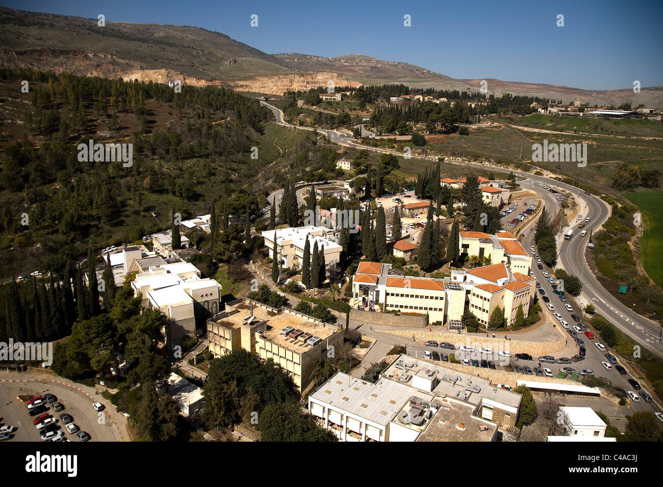 Aerial photograph of the village of Tel Hai in the Upper Galilee Stock ...