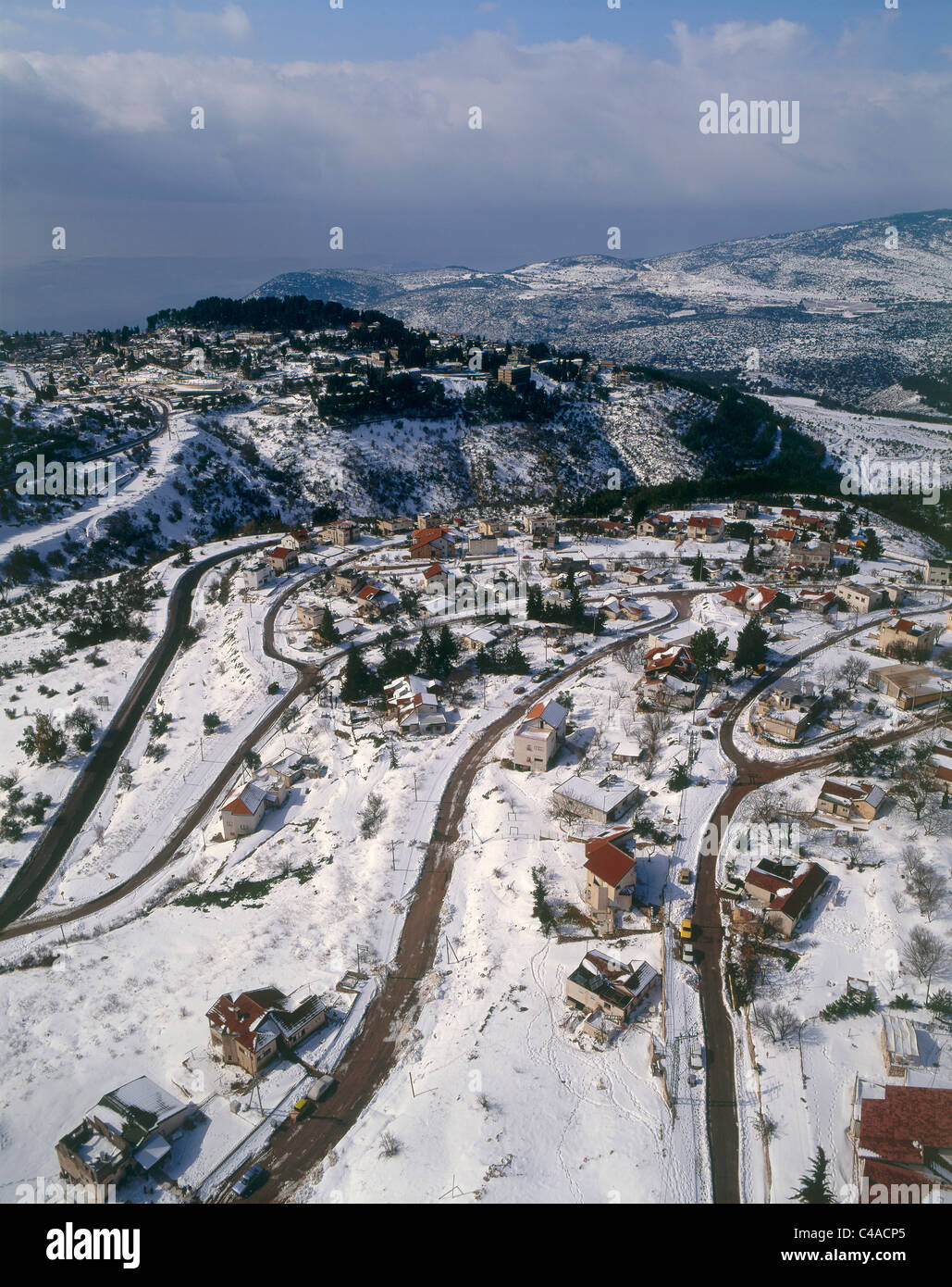 Aerial photograph of the suburbs of the city of Zefat in the Upper ...