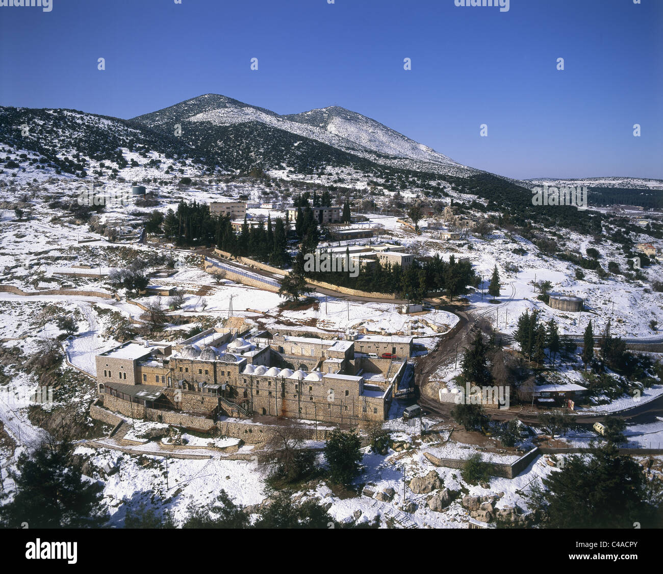 Aerial photograph of mount Meron in the Upper Galilee at winter Stock ...