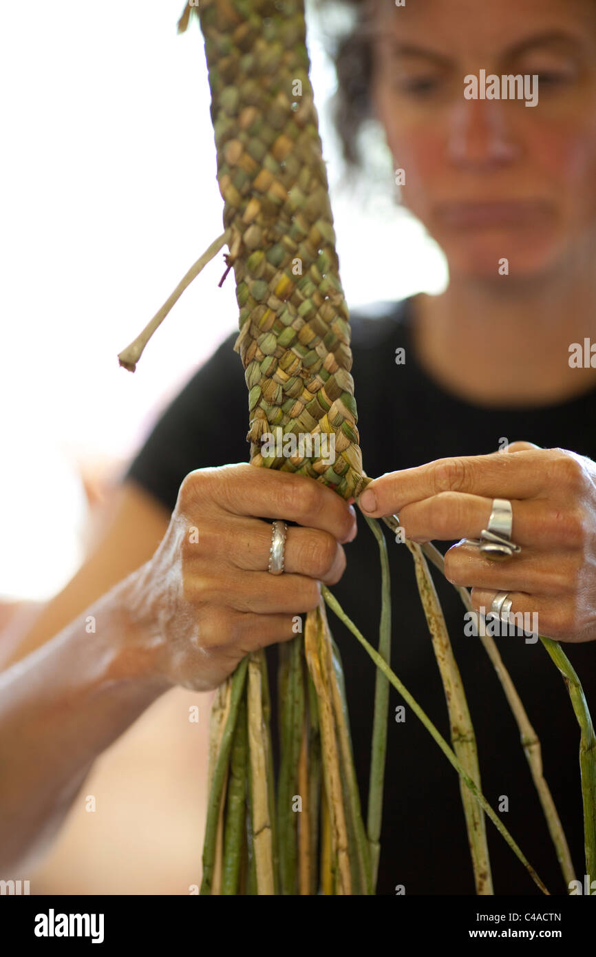 Felicity Irons of Rushmatters, weaving rush matting nr Huntingdon Stock ...