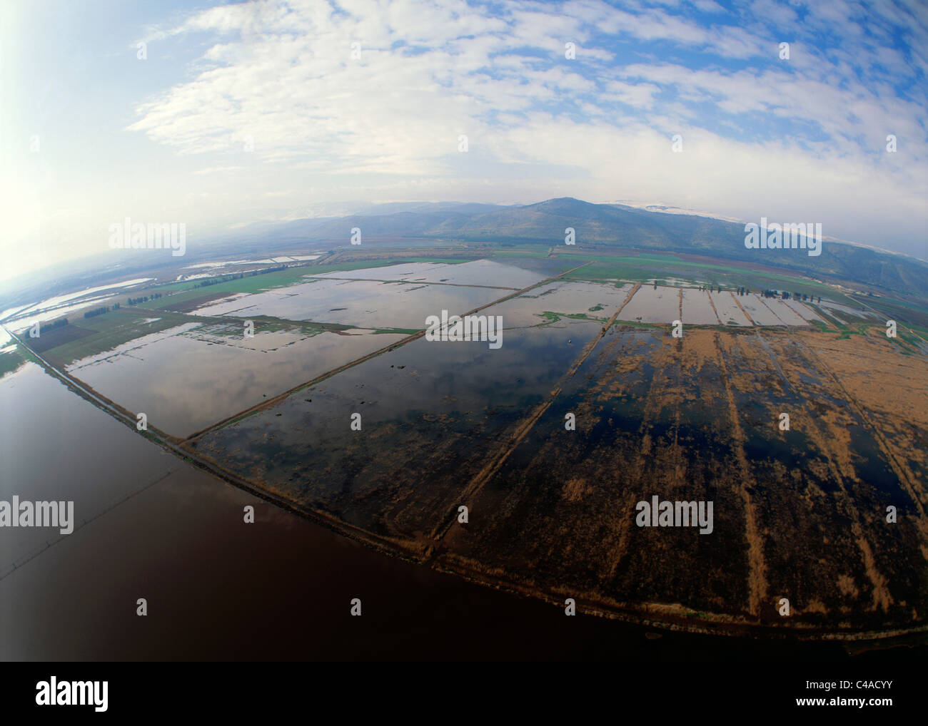 Aerial photograph of the Chula valley in the Upper Galilee Stock Photo ...