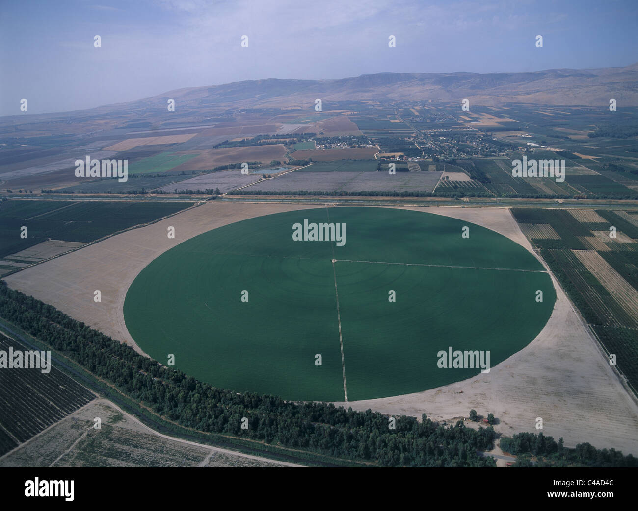 Aerial photograph of the agriculture fields of the Chula valley in the ...