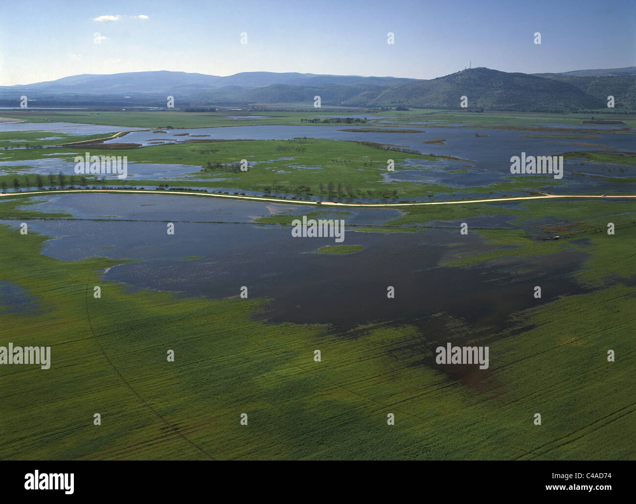 Aerial photograph of the Chula pond in the Upper Galilee Stock Photo ...