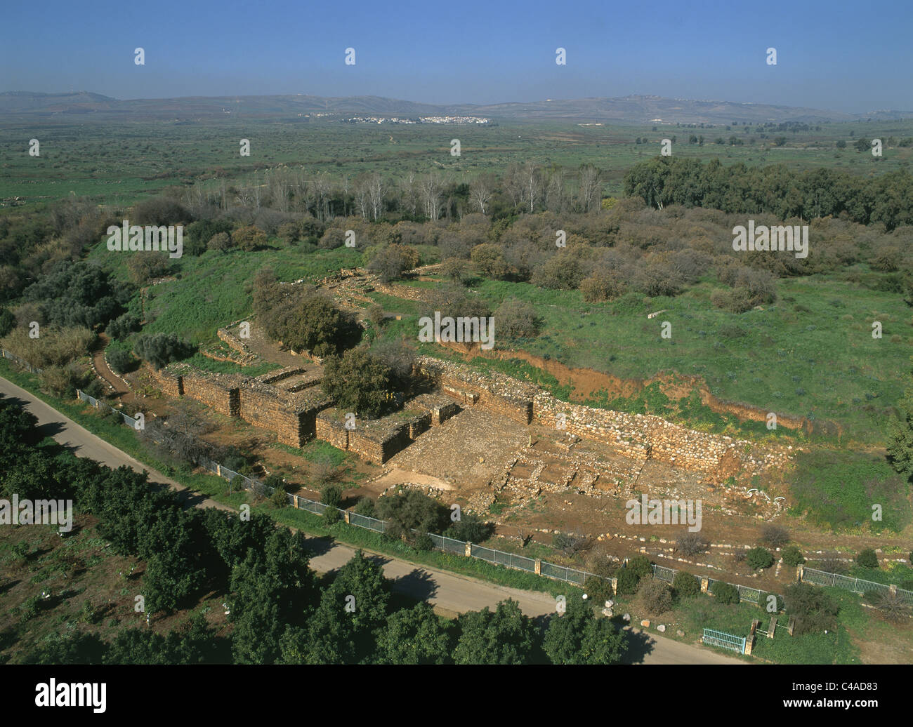 Aerial photograph of the ruins of Tel Dan in the Upper Galilee Stock ...