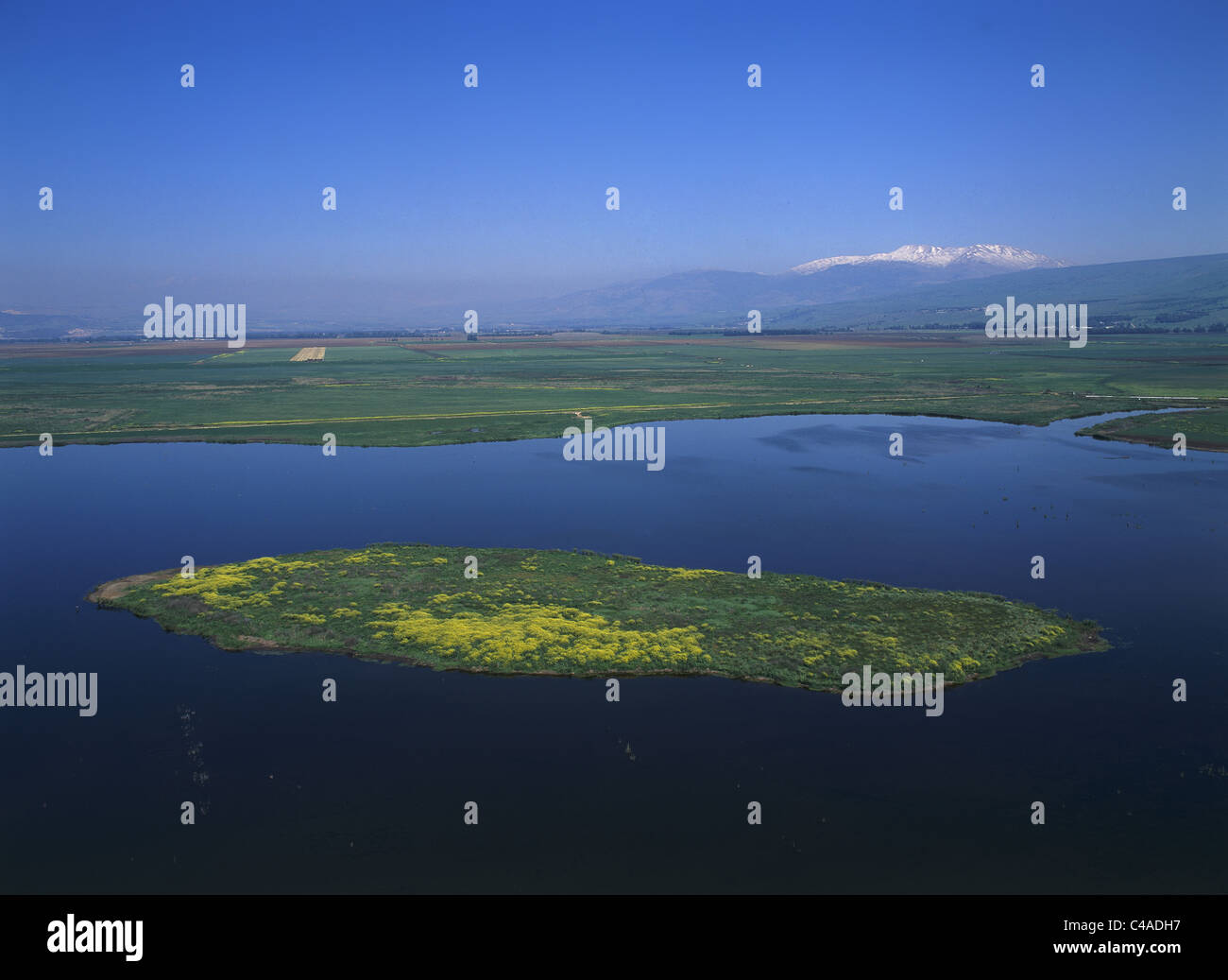 Aerial photograph of the Chula Pond in the Upper Galilee Stock Photo ...