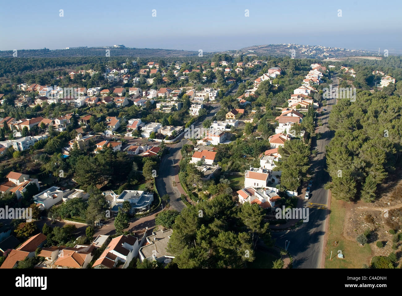 Aerial photograph of the village of Kefar Vradim in the western Galilee ...