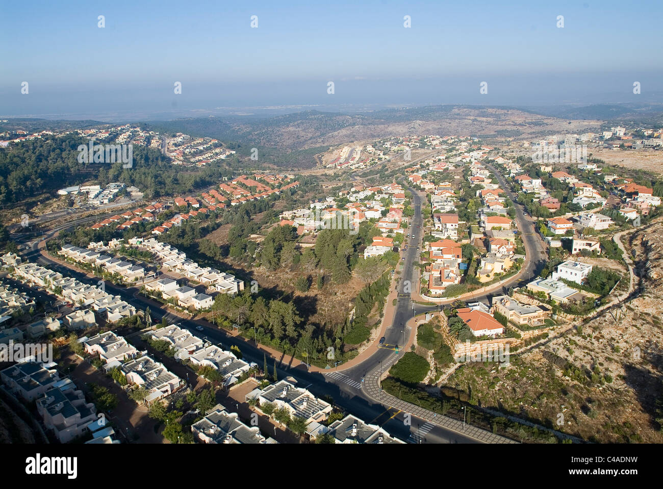 Aerial photograph of the village of Kefar Vradim in the western Galilee ...