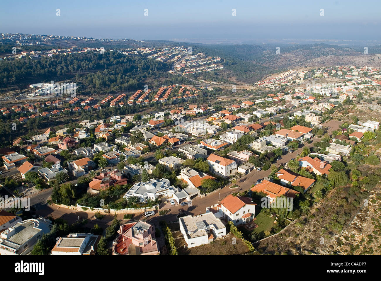 Aerial photograph of the village of Kefar Vradim in the western Galilee ...