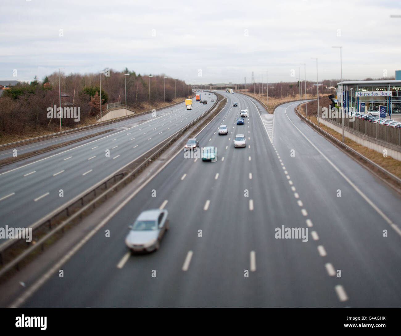 Motorway Traffic viewed from bridge over motorway Stock Photo - Alamy