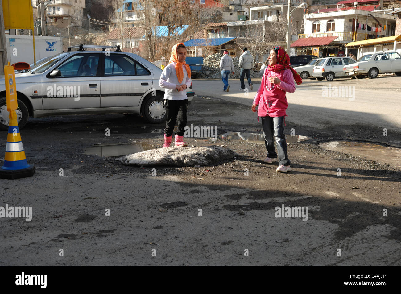The mountain village of Dizin in the Alburz mountains and close to the ...