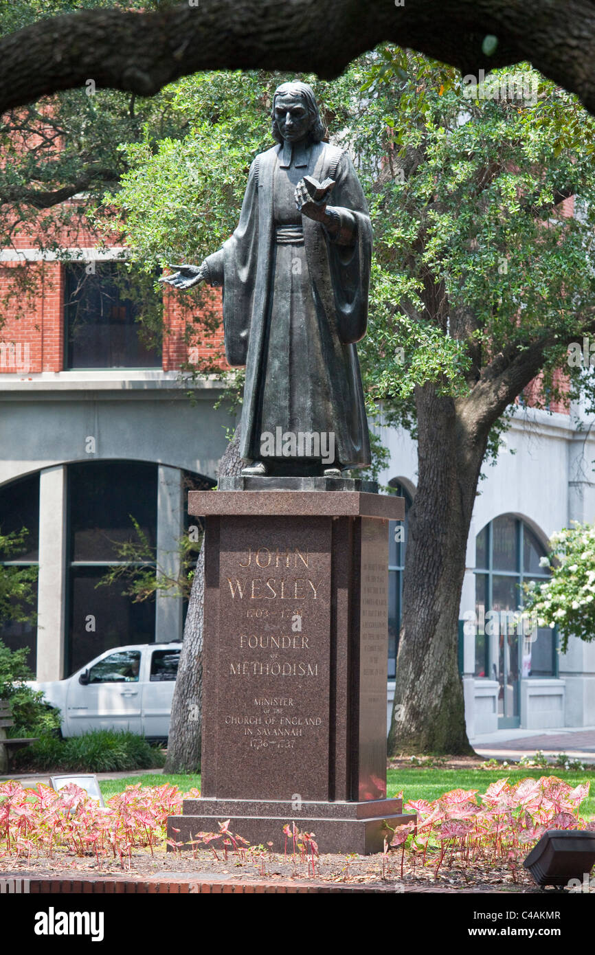Statue of John Wesley, Founder of Methodism, Reynolds Square, Savannah ...