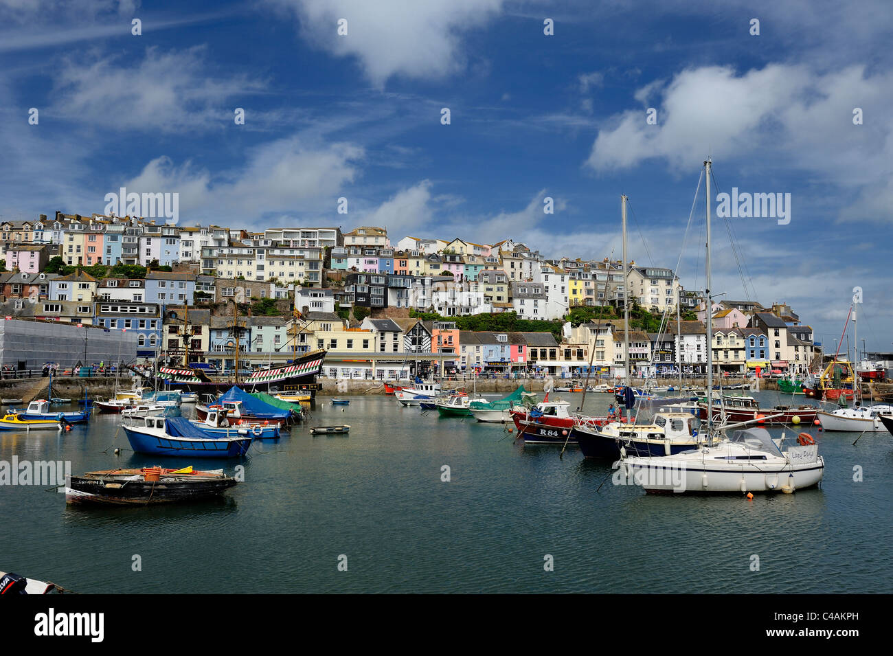 brixham harbour devon england uk Stock Photo - Alamy