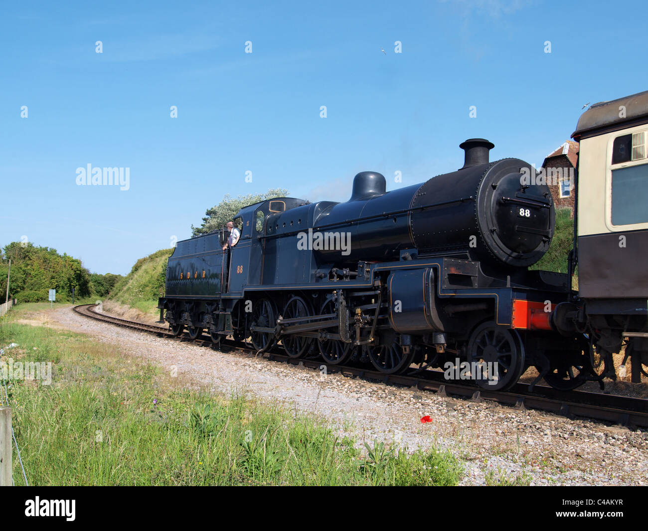 Steam Locomotive leaving Watchet Station. West Somerset Railway. UK Stock Photo - Alamy