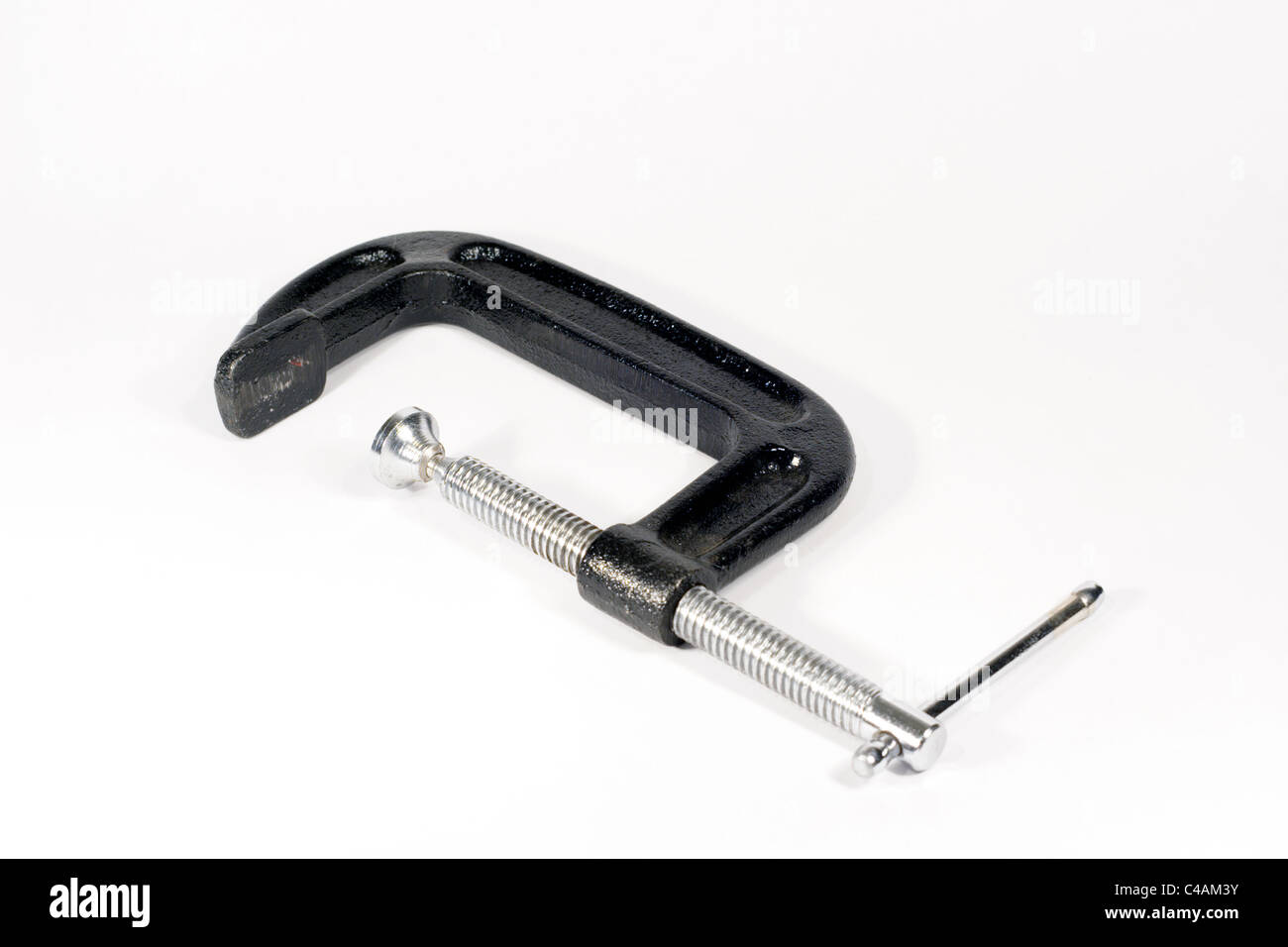 A black C-clamp isolated over white Stock Photo - Alamy