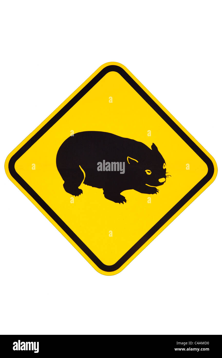 Wombat Warning sign, Australia Stock Photo - Alamy