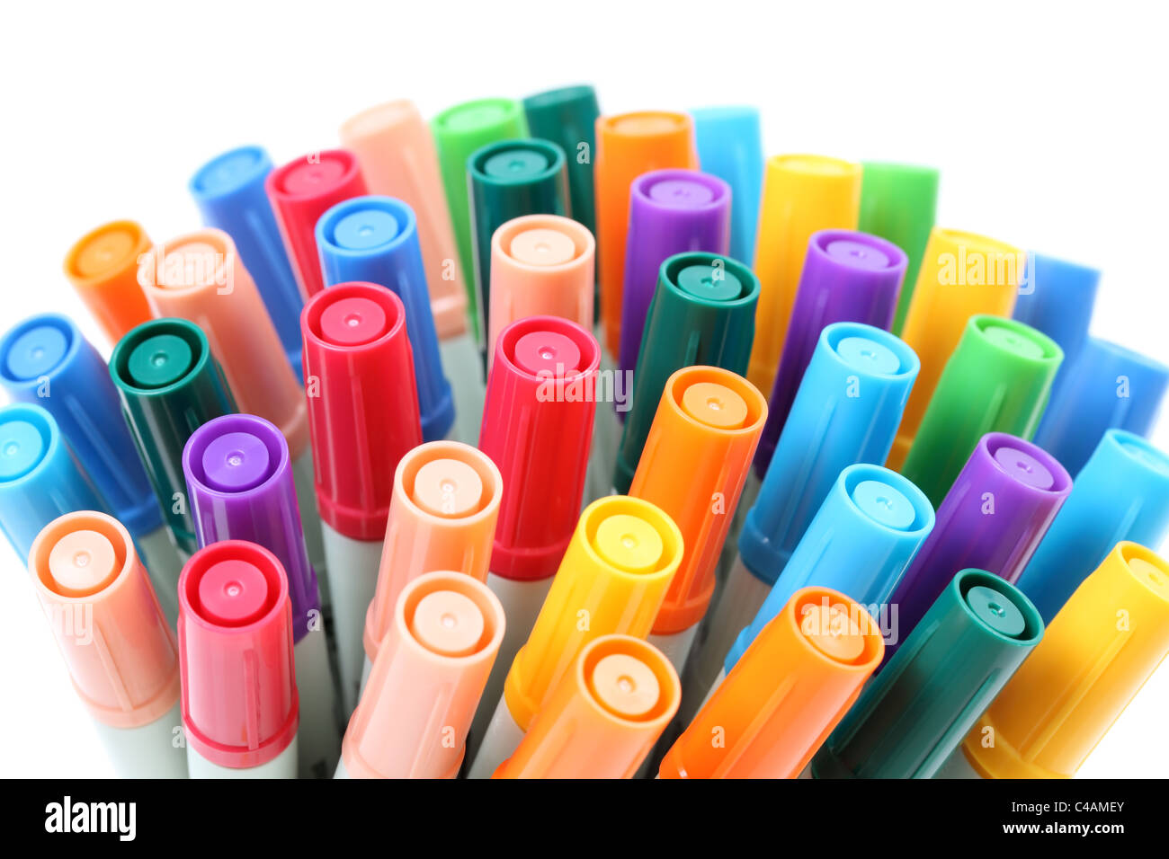 Colorful pens isolated on white background Stock Photo - Alamy