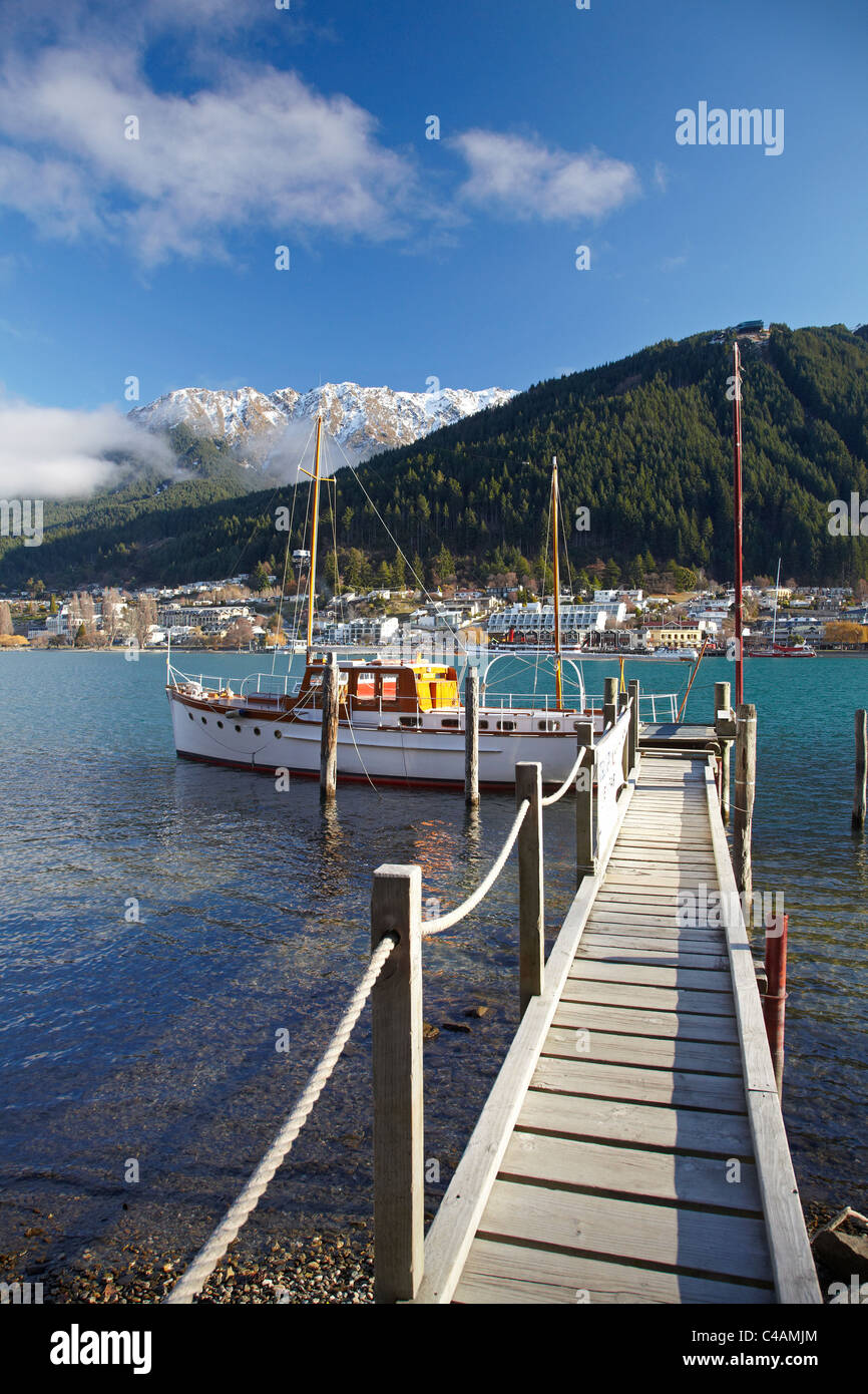 Jetty, Queenstown Bay, Queenstown, South Island, New Zealand Stock ...