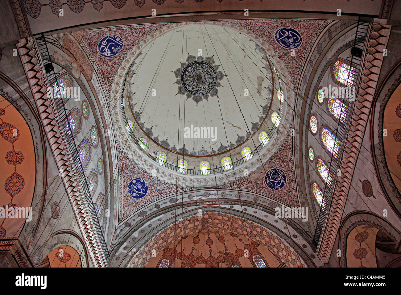 Interior and roof decoration of the Sultan Bayezid II Mosque in ...