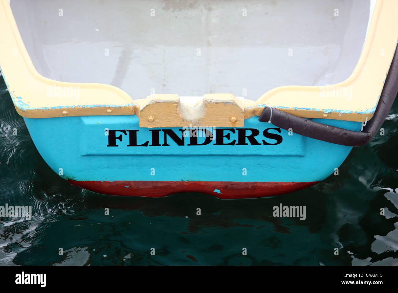 TRANSOM OF A DINGHY CALLED FLINDERS NAMED AFTER THE EXPLORER MATTHEW ...
